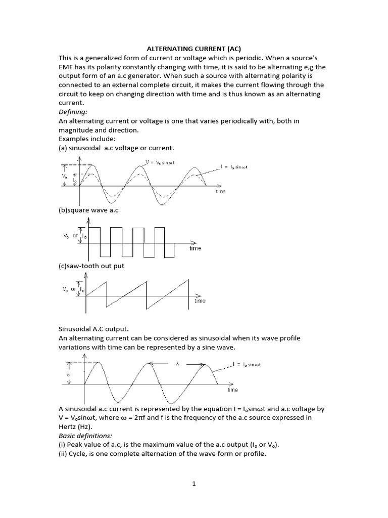 PHYSICS ALTERNATING CURRENT (AC) NOTES | PDF | Inductor | Rectifier