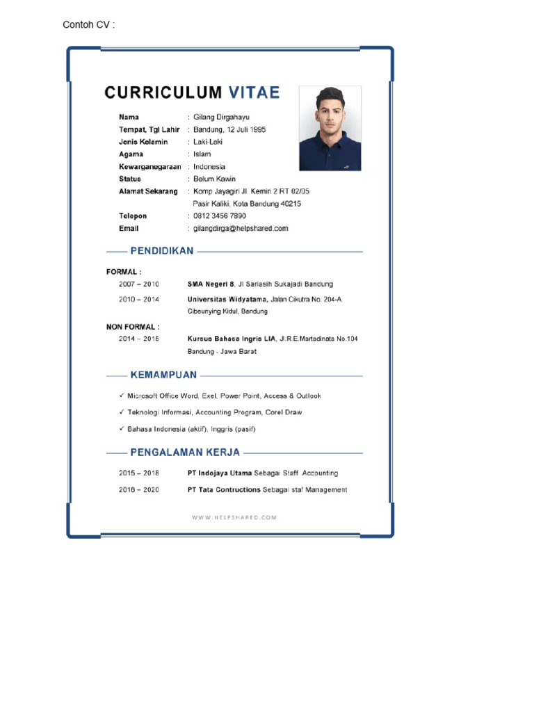 Contoh Format CV Dan Surat Lamaran | PDF