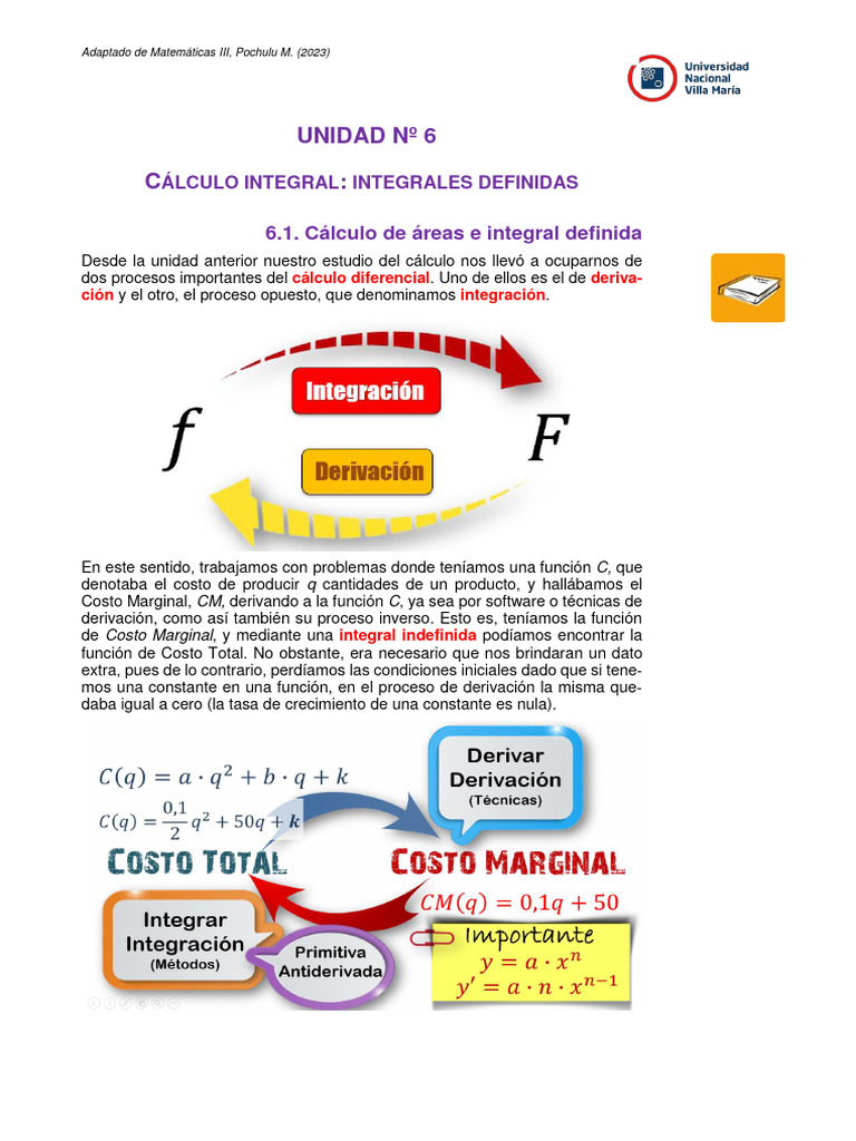 Unidad 6 - Integrales Definidas | PDF | Integral | Cálculo