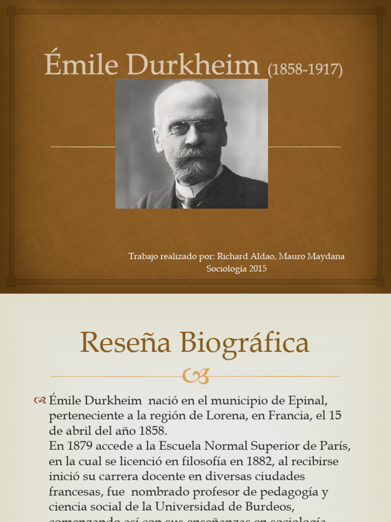 Mile Durkheim 1858-1917 | PDF | Emile Durkheim | Sociología