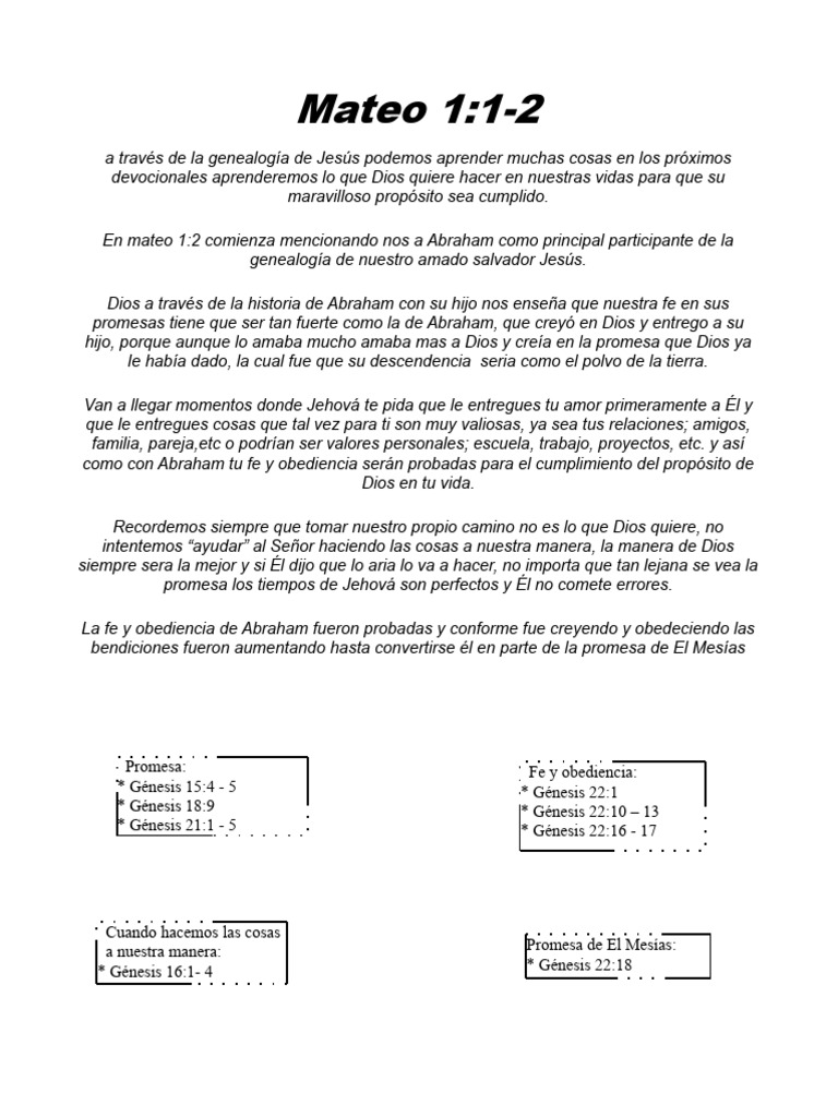 Fe y obediencia en la genealogía de Jesús | PDF