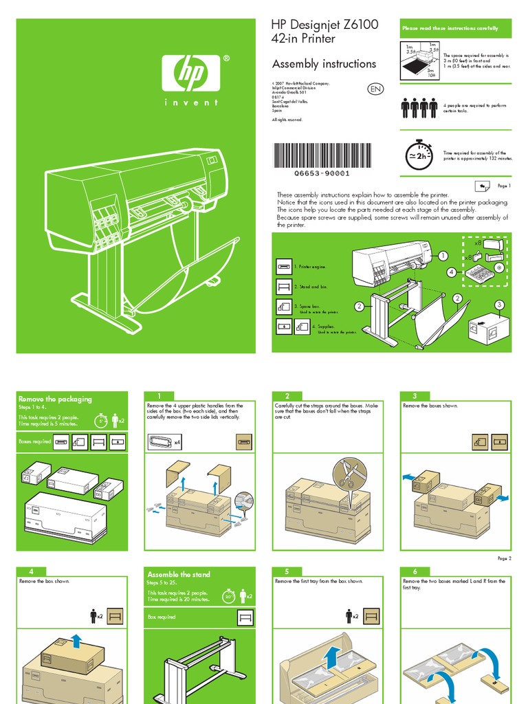 Z6100 42 in Assembly Instructions | PDF | Hewlett Packard | Printer (Computing)
