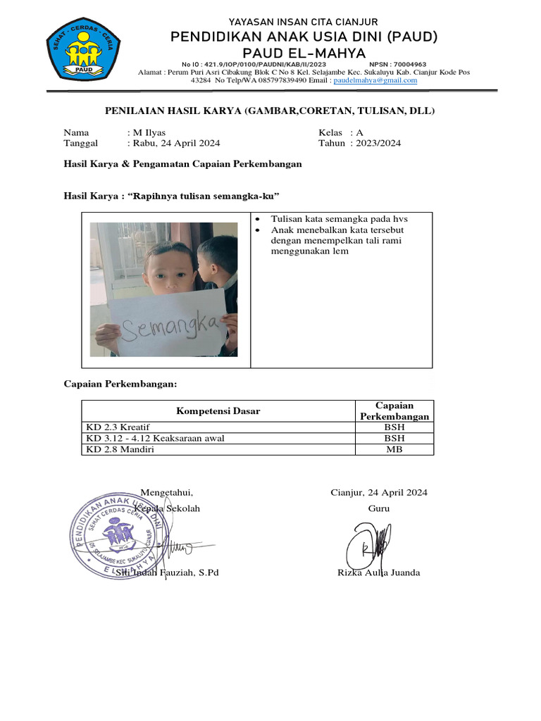 Penilaian Hasil Karyaku | PDF