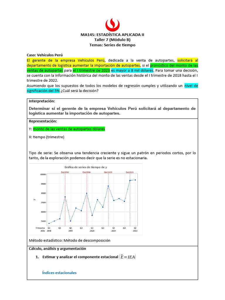 MA145 - Taller 7 - Módulo B - 2111 - 19 | PDF | Estadísticas ...