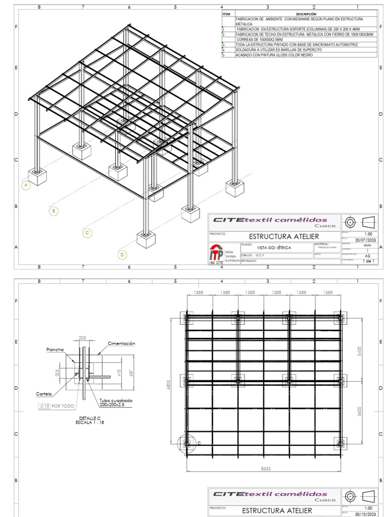 Plano Estructura Atelier | PDF | Ingeniería de Edificación | Rieles