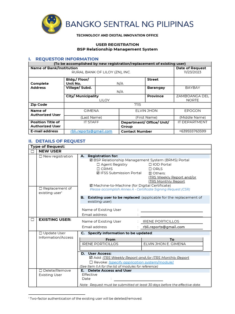 BRMS User Registration Form With Terms and Condition | PDF | User (Computing) | Login