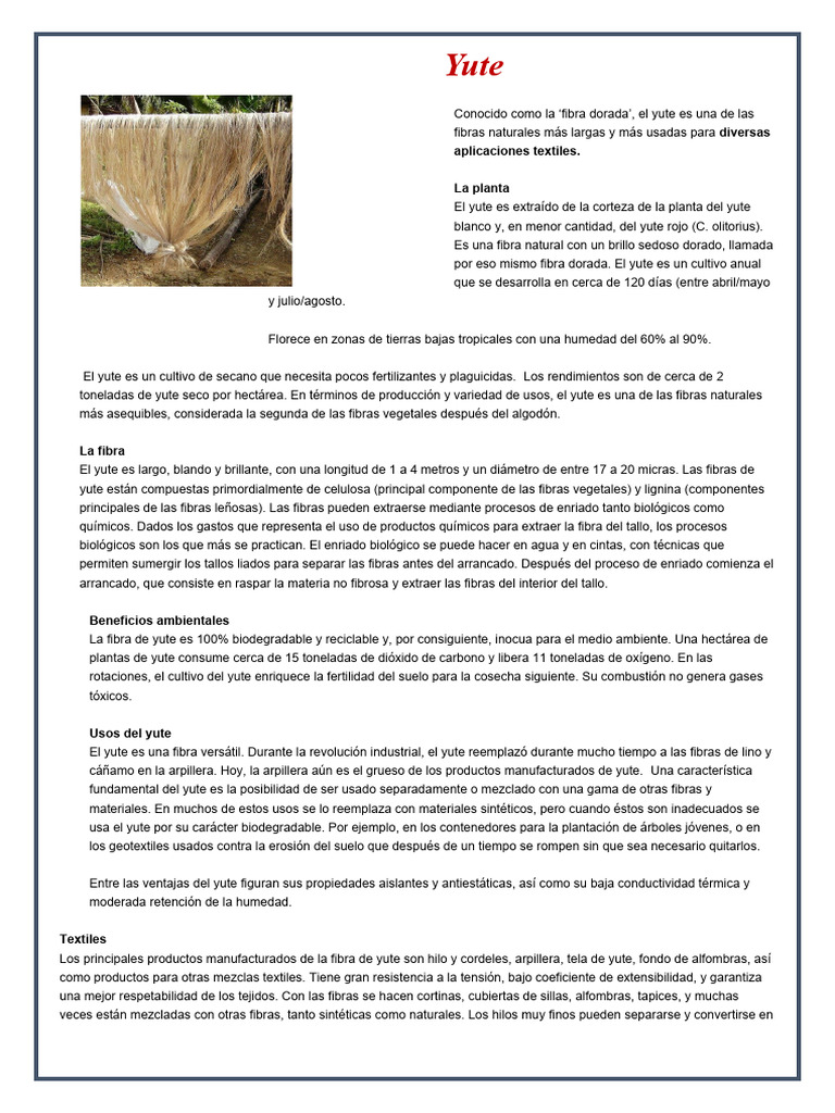 Yute | PDF | Textiles | Fibras