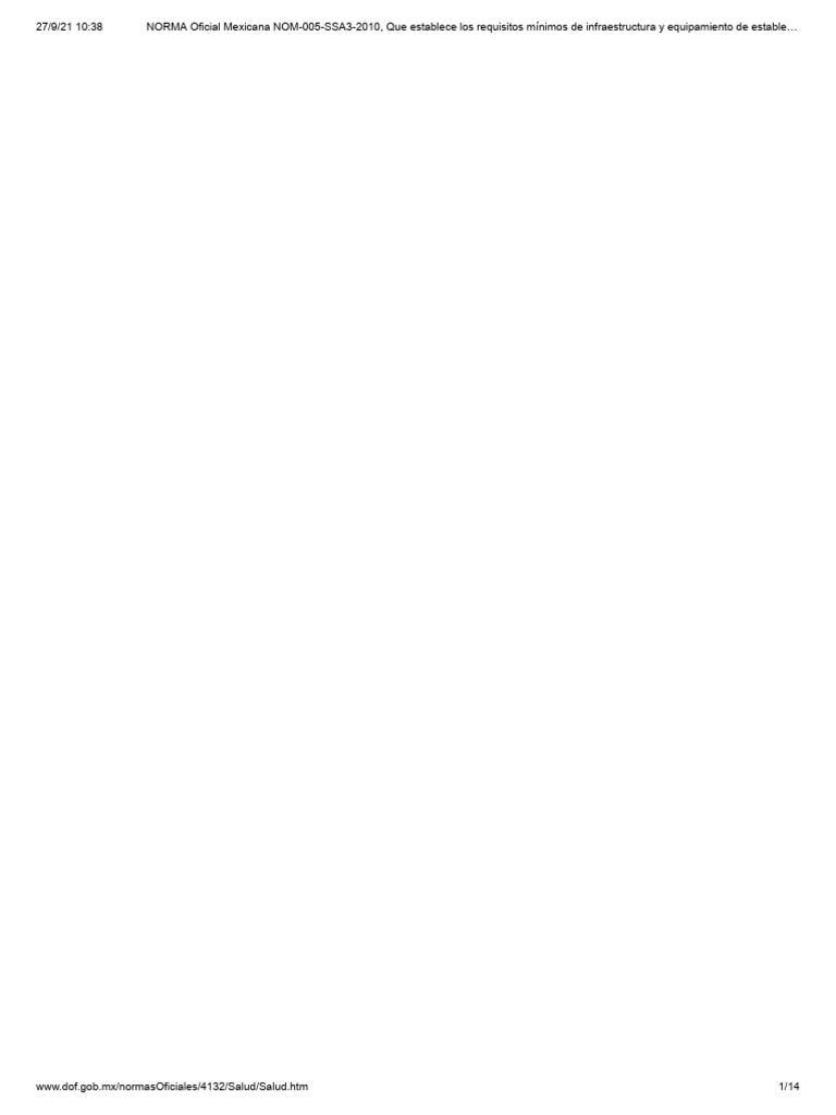 NORMA Oficial Mexicana NOM-005-SSA3-2010 | PDF | Hospital | Cuidado de ...
