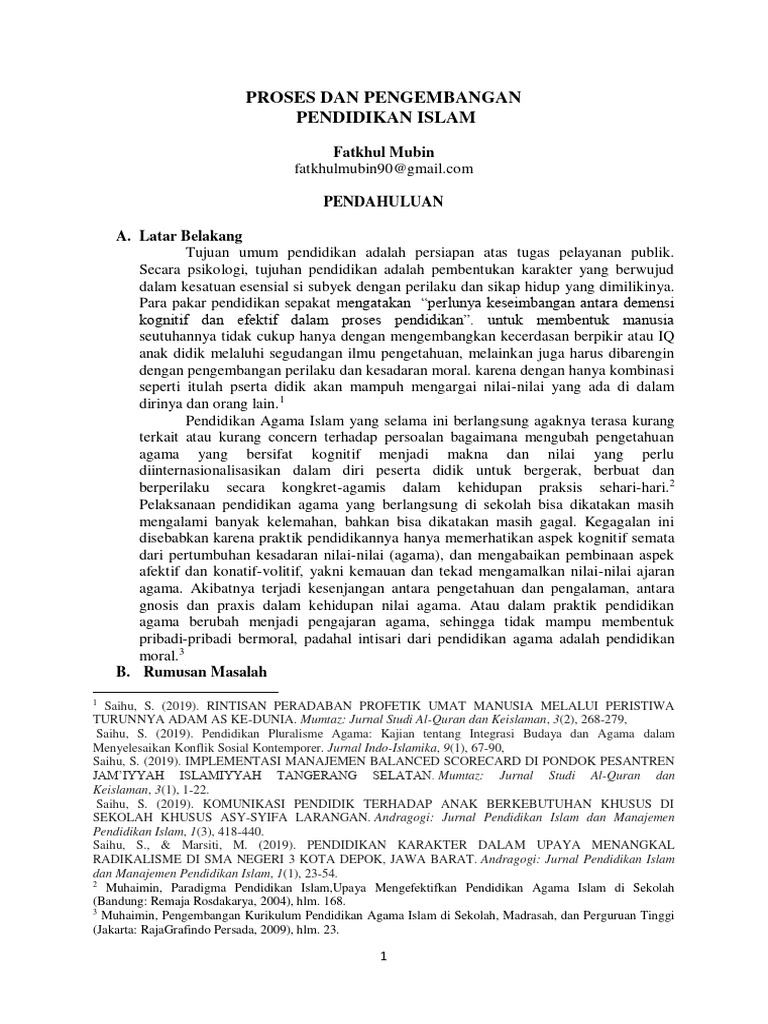 Proses dan Pengembangan Pendidikan Islam | PDF