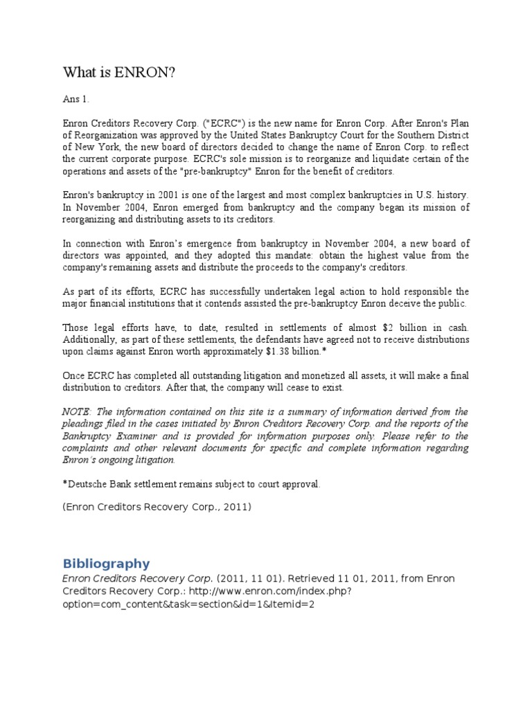 Enron Creditors Recovery Corp. Overview | PDF