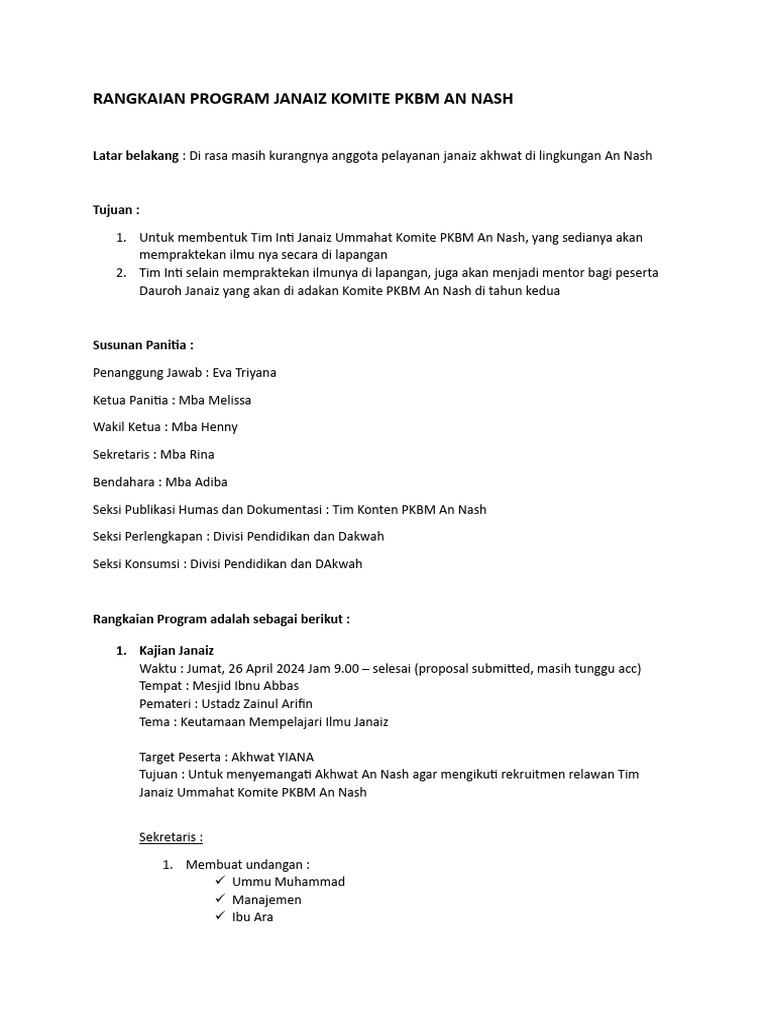 PendikDak Janaiz Rangkaian Acara | PDF | Ilmu Sosial | Perjalanan