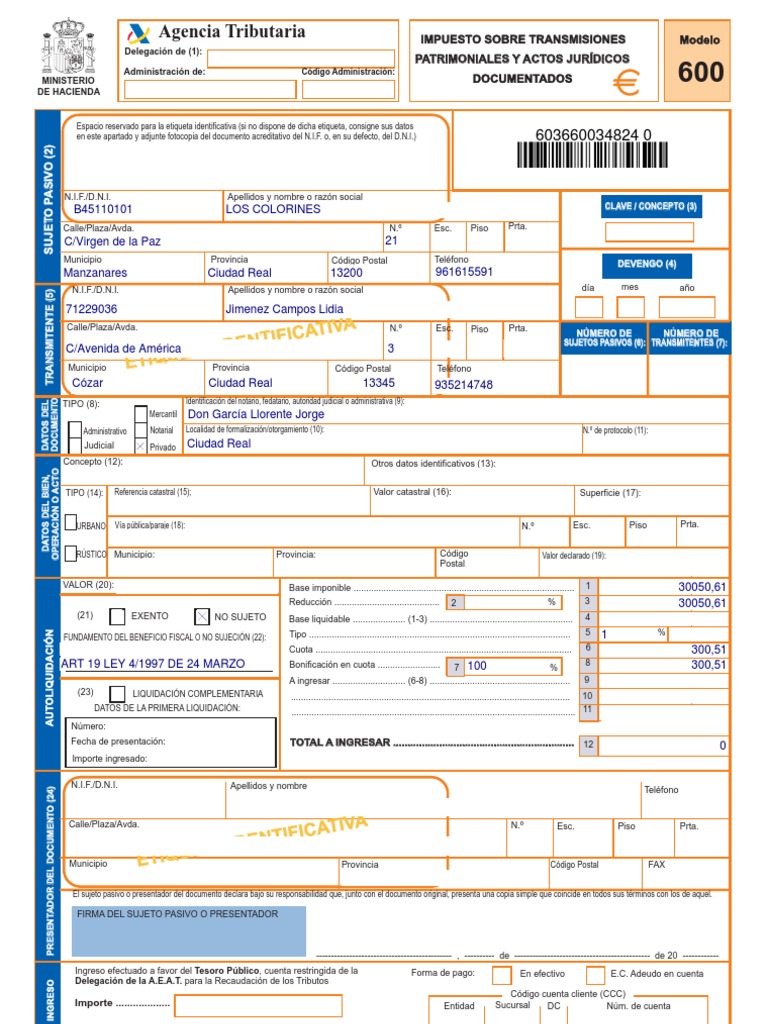 Modelo 600 | Descargar gratis PDF | Gobierno