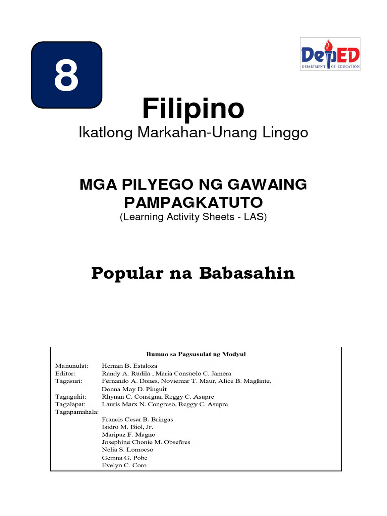 Filipino8 Q3 Week1 | PDF