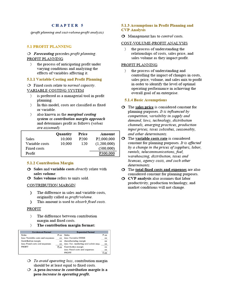 ManSci - Final Reviewer 1 (Chap 5-7) | PDF | Profit (Economics) | Business