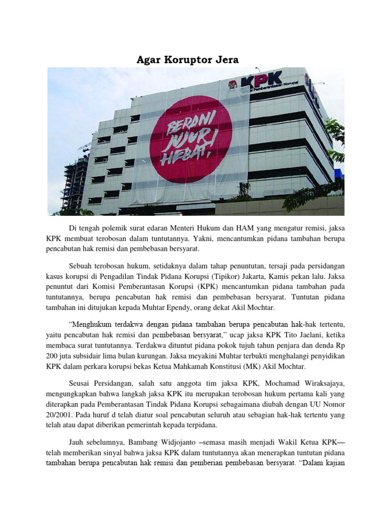 Agar Koruptor Jera | PDF | Ilmu Sosial | Hukum