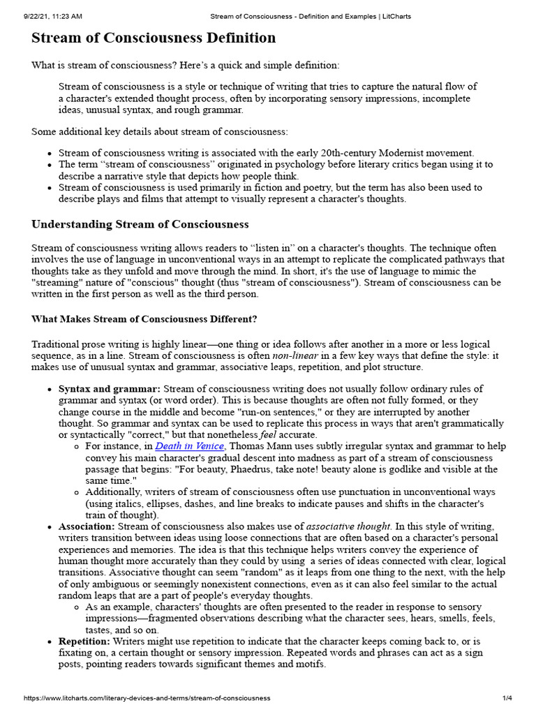 Stream of Consciousness - Definition and Examples - LitCharts - 063618 ...