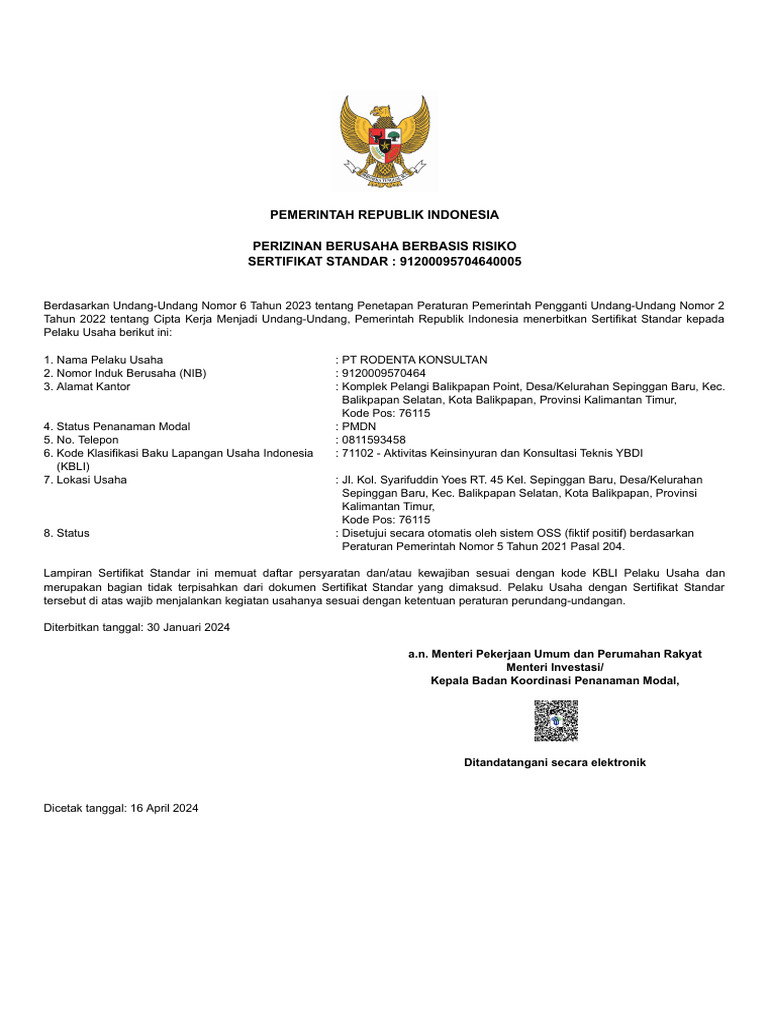 Ss Pt. Rodenta Konsultan (Rk005) | PDF