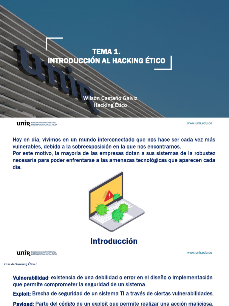 Tema 1. Introducción Al Hacking Ético | PDF | Hacker de seguridad | Vulnerabilidad (informática)