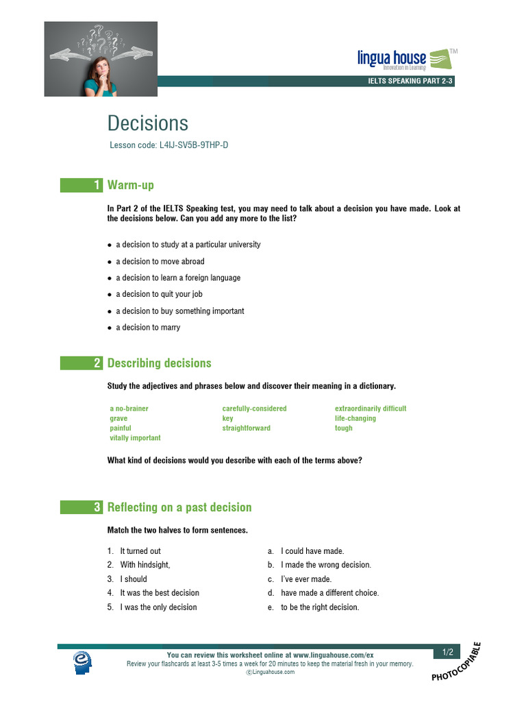 Decisions (IELTS Speaking Part 2-3) | PDF | Neuroscience | Human ...