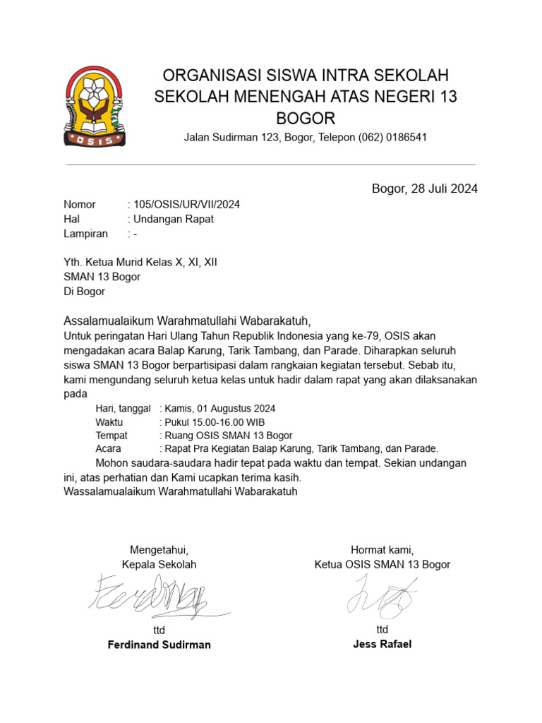 Contoh Surat Resmi | PDF