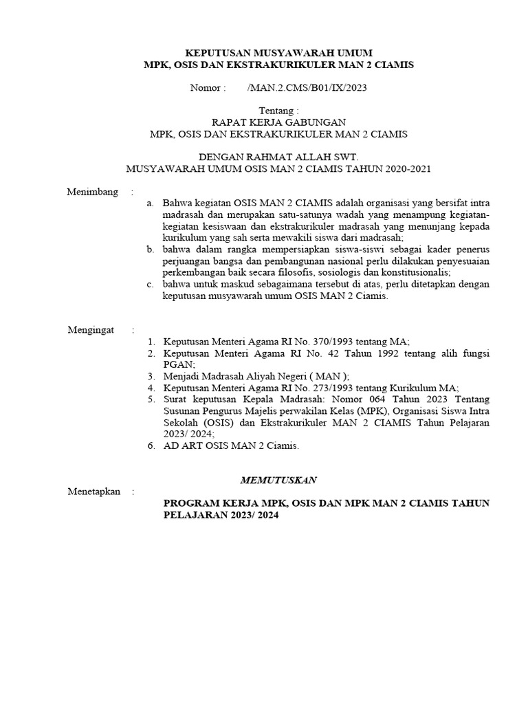 Konsideran Rapat Kerja | PDF