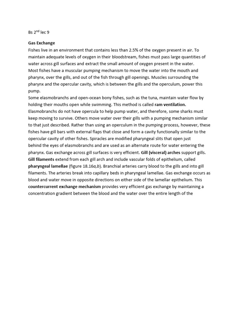 Bs 2nd Lec 9 | PDF | Gill | Fish
