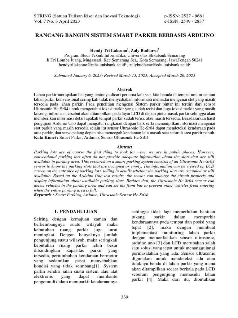 Rancang Bangun Sistem Smart Parkir Berbasis Arduino | PDF | Teknologi ...