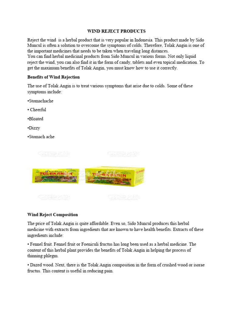 Wind Reject Products Bahasa Inggris | PDF | Fennel | Ginger