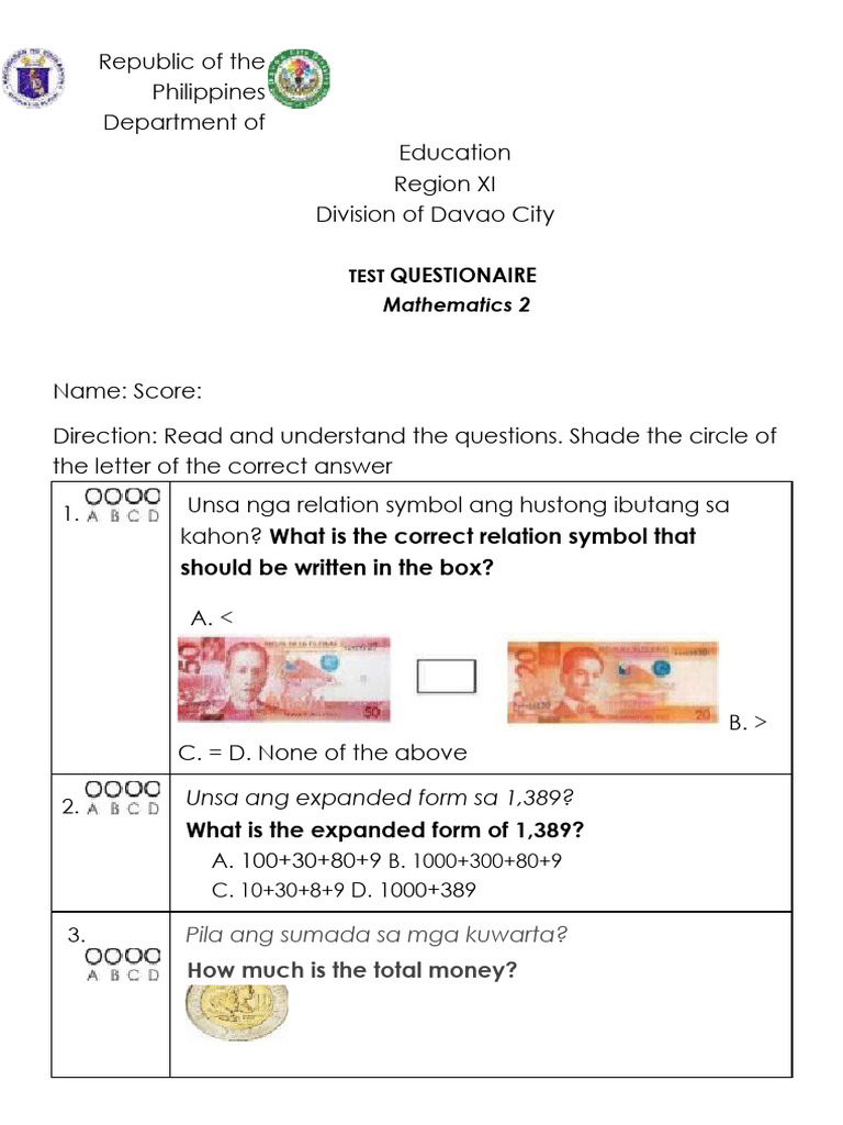 Diagnostic-Grade-2 (Edited) | PDF | Multiplication | Numbers