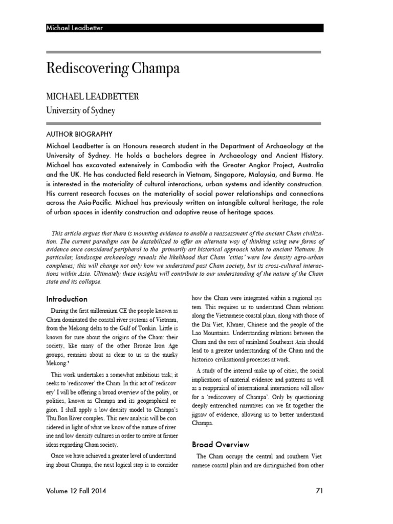 M Leadbetter 2014 Rediscovering Champa E-Trang-4 | PDF | Mekong | Vietnam