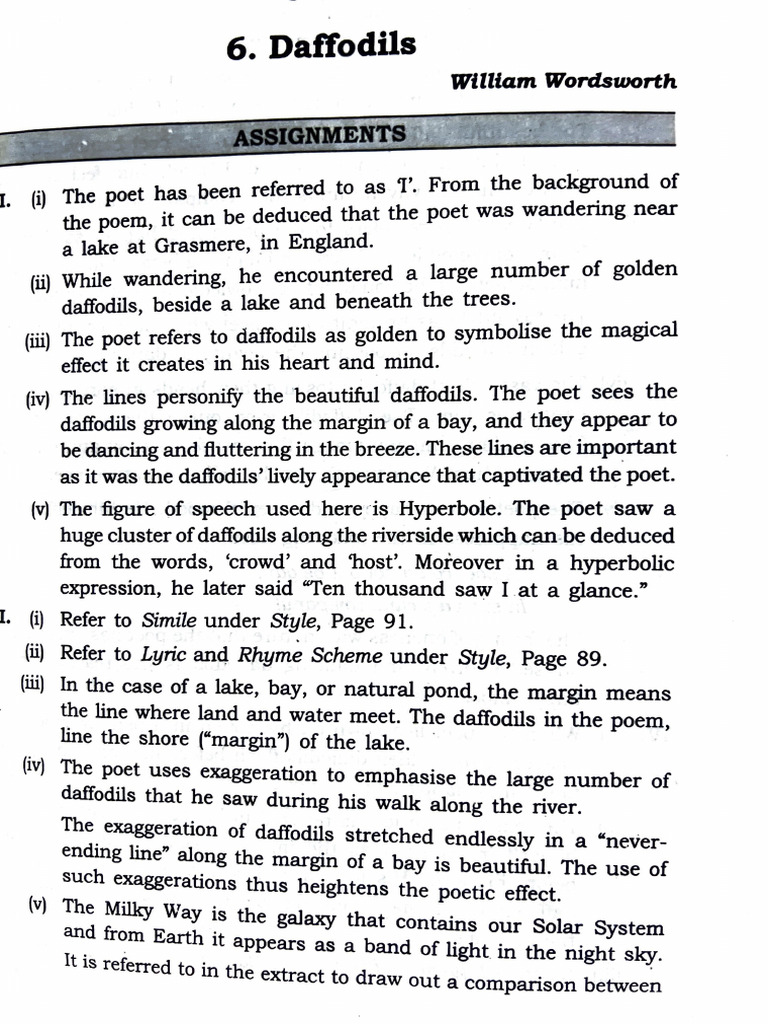 Daffodils CLASS 9&10 ICSE | PDF | Poetry