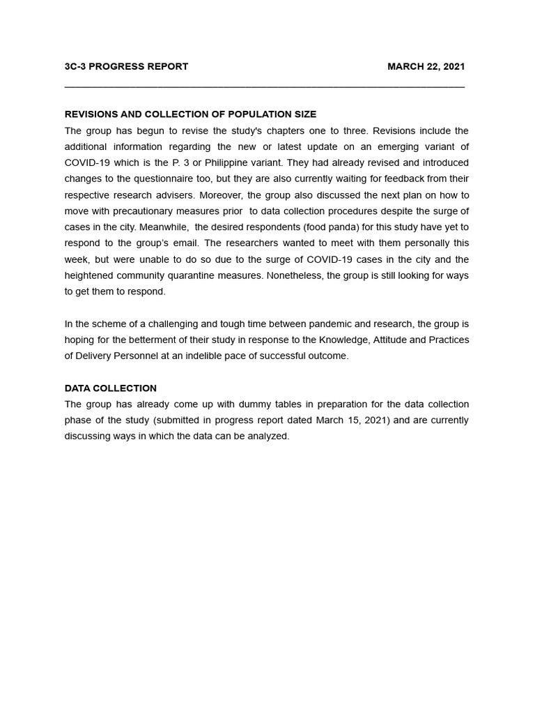 3C-GROUP 3 - PROGRESS REPORT March 22,2021 | PDF | Social Science
