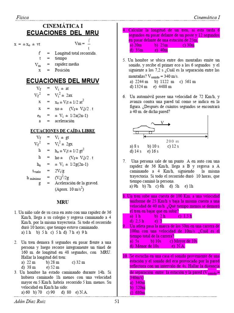 Física Nº 03 - MRU - MRUV - Caida Libre - todo - ord | PDF | Velocidad | Velocidad