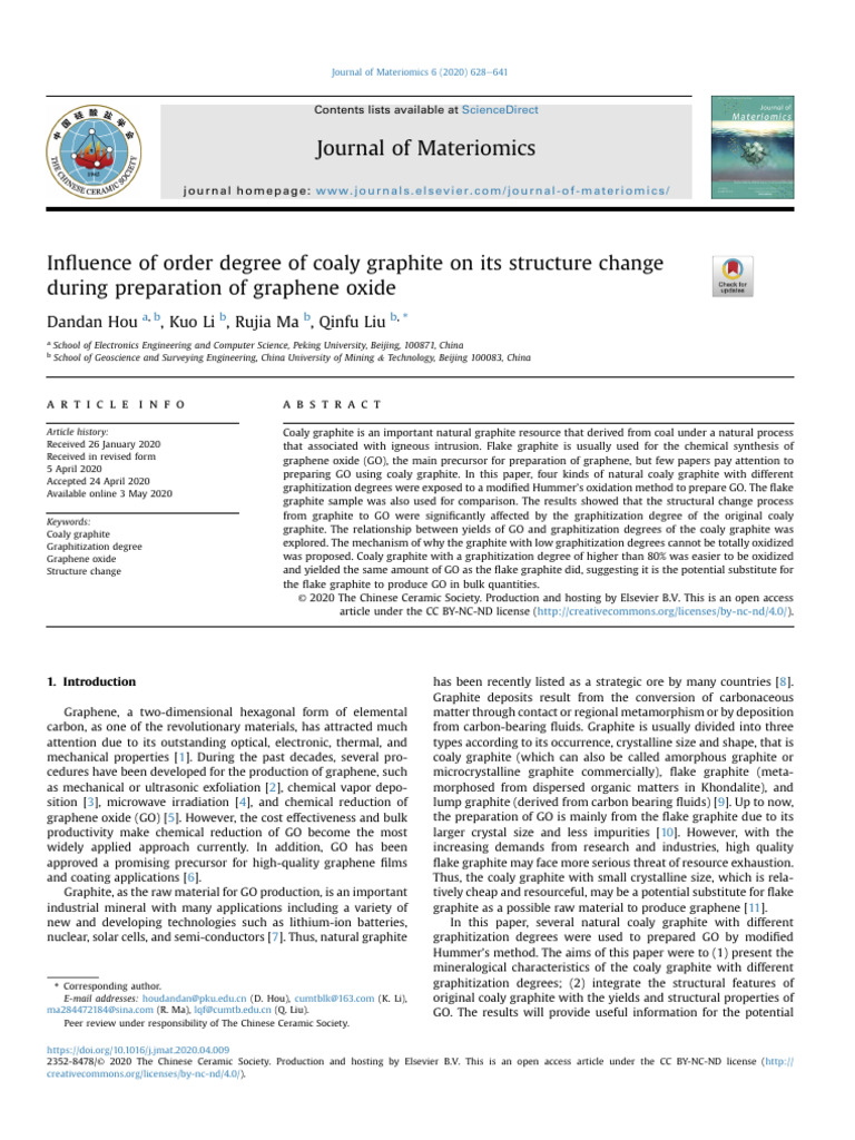 Graphitization Degree Effects on GO Production | PDF | Graphite | Graphene