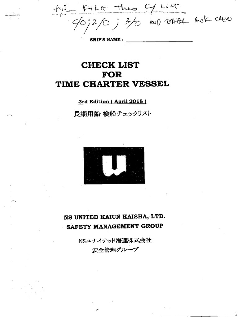 Check List For Time Charter | PDF