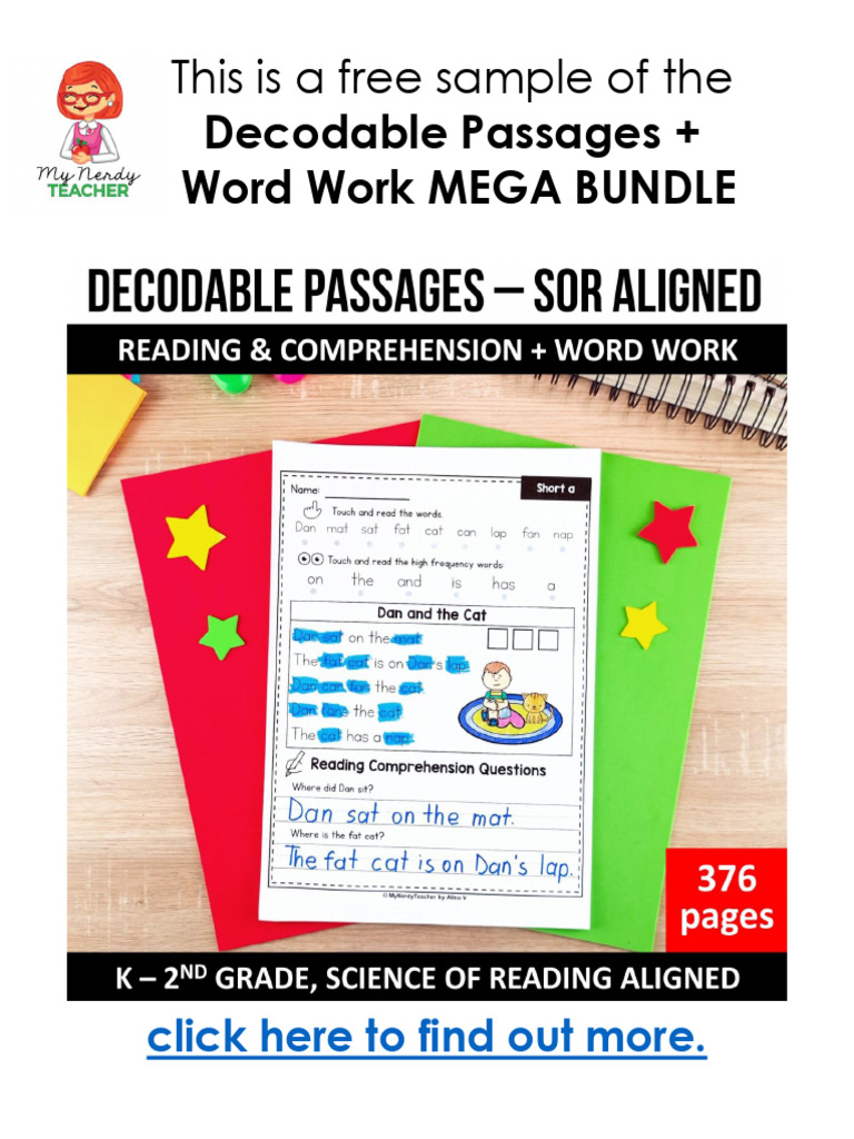 Decodable Passages + Word Work Mega Bundle: This Is A Free Sample of ...
