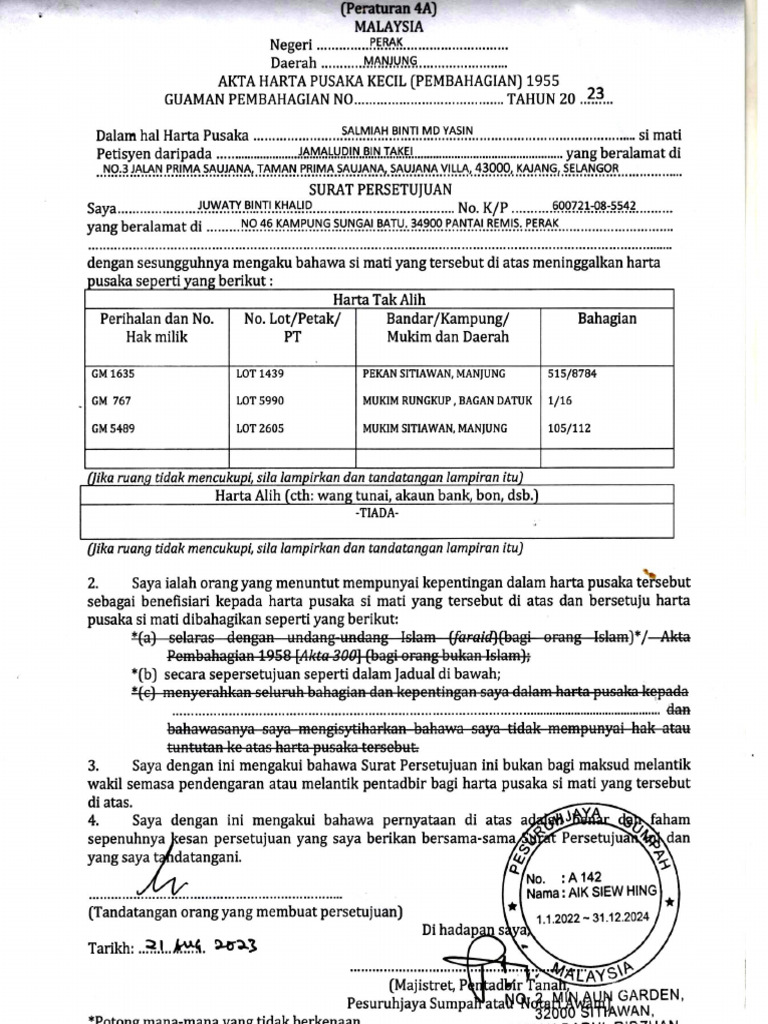Borang Dda Mak Cik | PDF