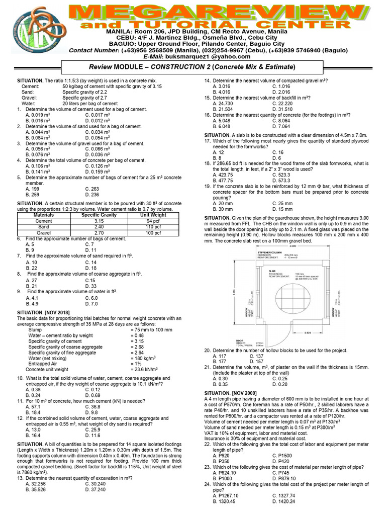 Review Module 34 - Construction 2 - Part 1 | PDF | Concrete | Building Technology