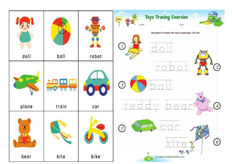 Toys - Vocabulary and Worksheet - Segundo | PDF