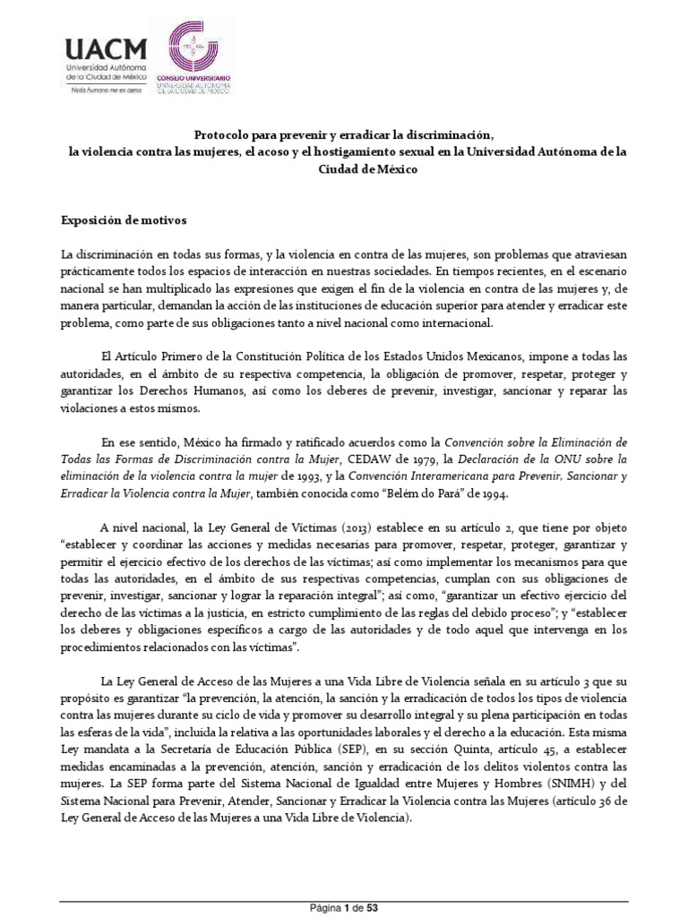 Protocolo Erradicar Violencia | PDF | La violencia contra las mujeres ...