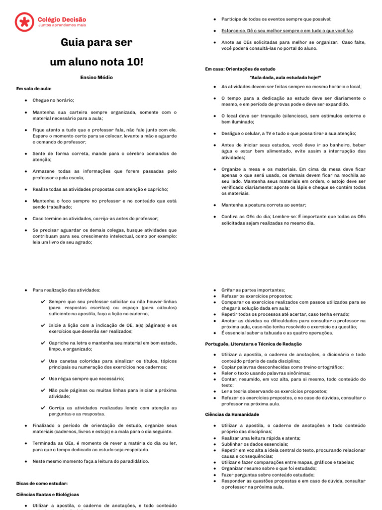 Guia Do Aluno Nota 10 | PDF | Imagem | Science