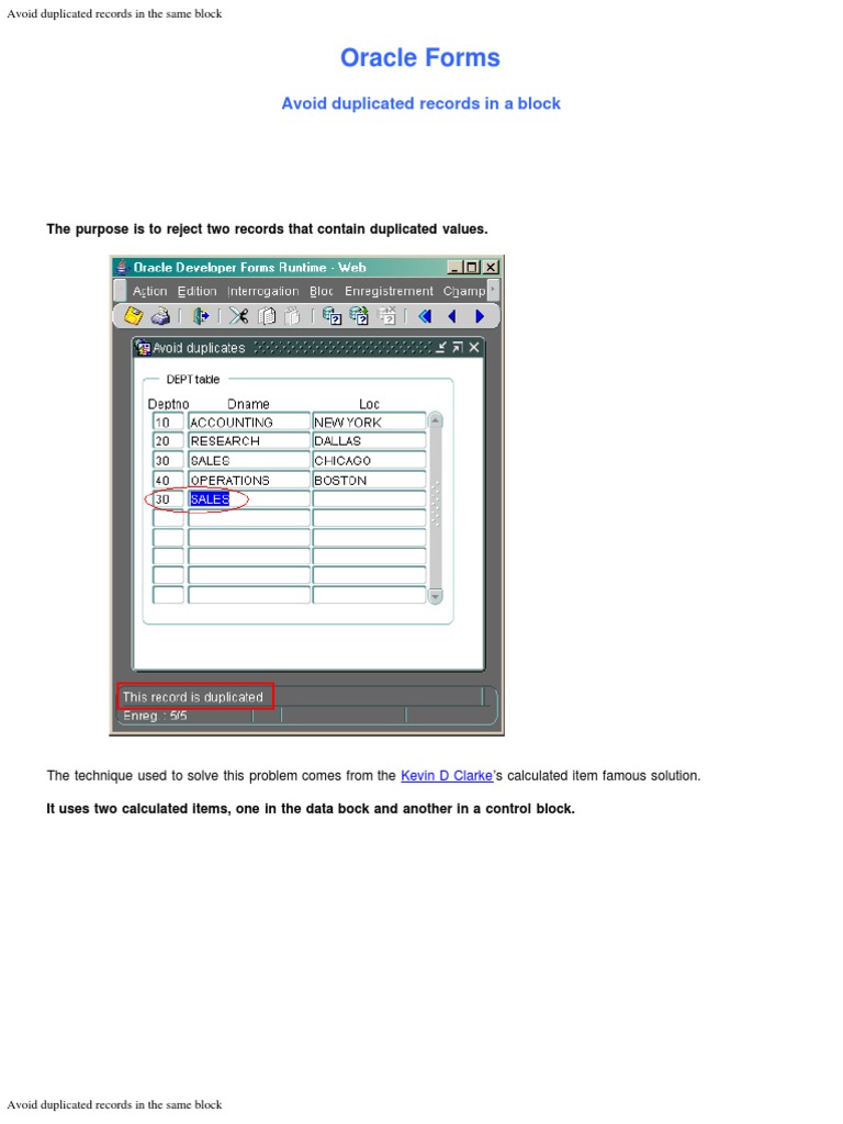 Avoid Duplicated Records in The Same Block | PDF