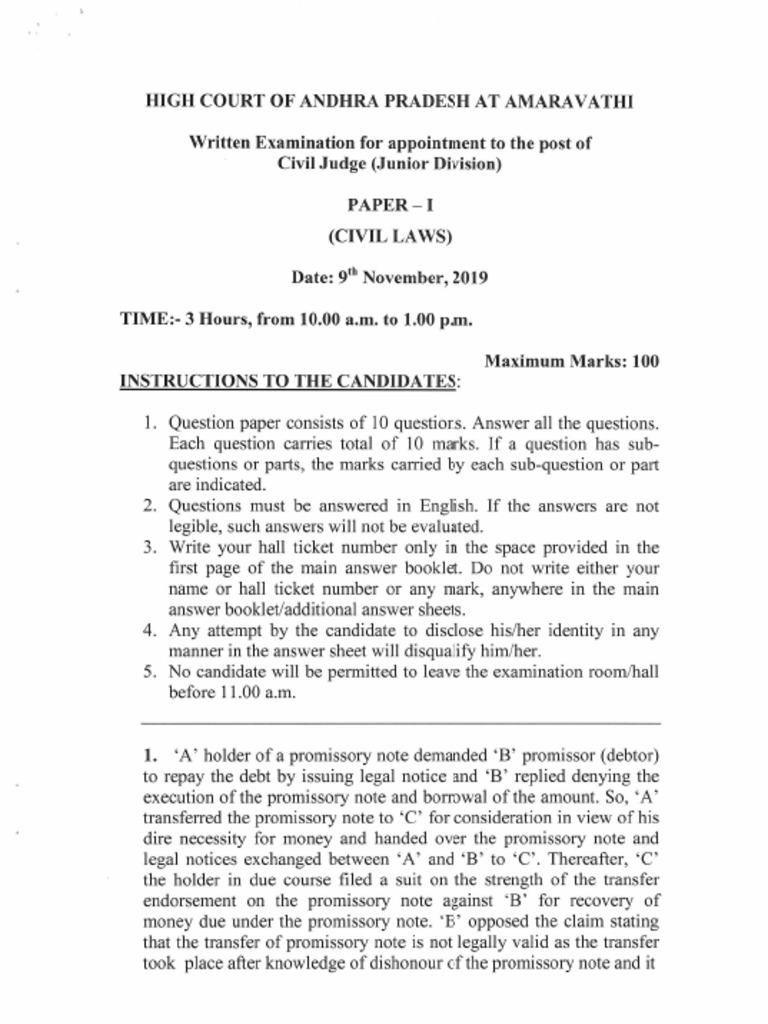 Civil Judge Question Paper-2019 | PDF
