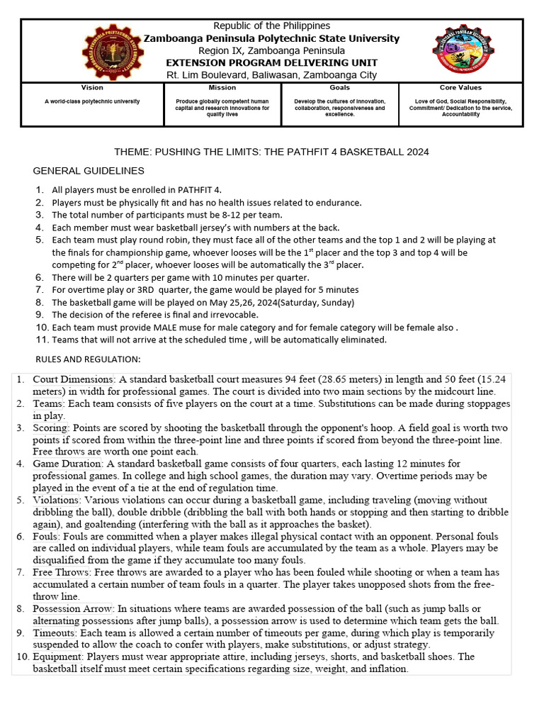Guidelines 4 Basketball | PDF | Sports Rules And Regulations | Ball Games