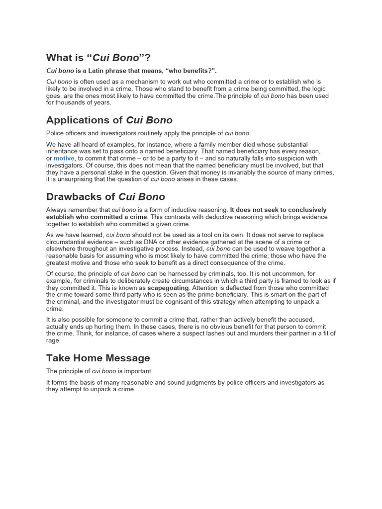 Cui Bono | PDF | Reason | Crimes
