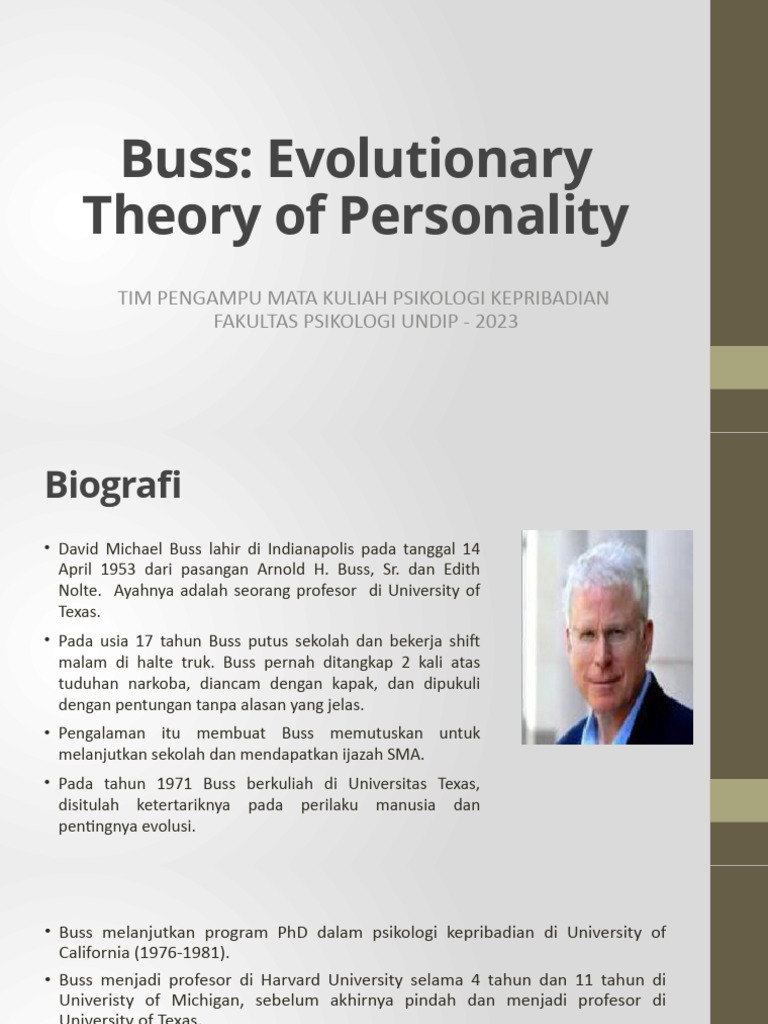 TM 11 - Buss Evolutionary Theory of Personality | PDF | Karier ...