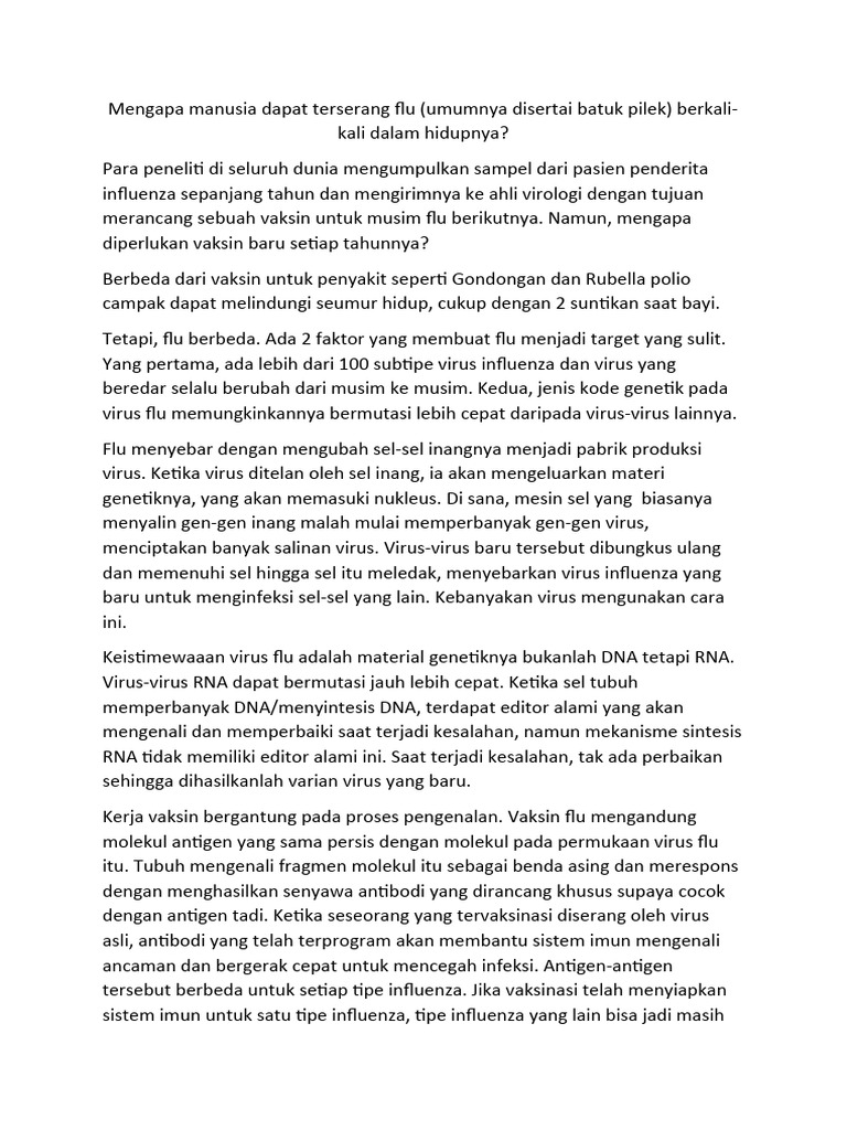 Mengapa Manusia Dapat Terserang Flu Berkali-Kali | PDF