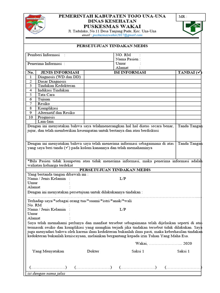 Persetujuan Tindakan Medis | PDF