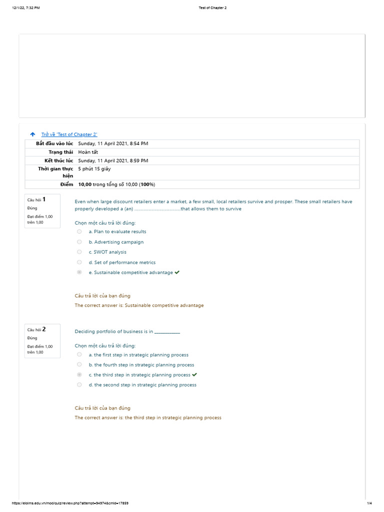 Test of Chapter 2 | PDF