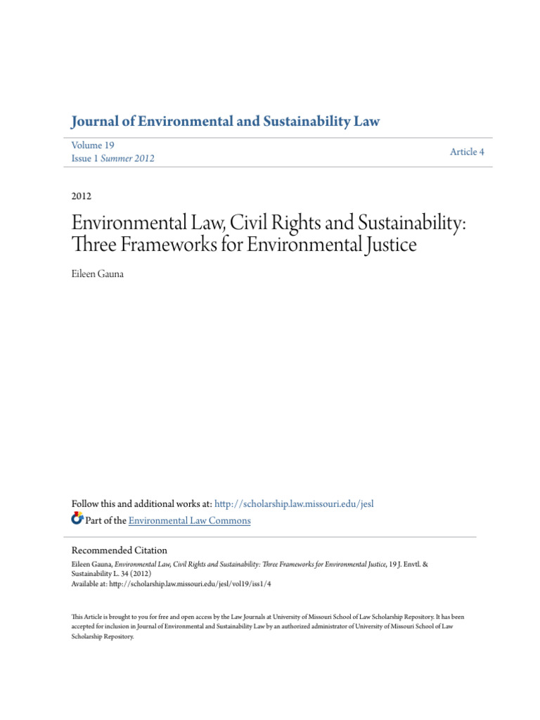 Environmental Justice and Law Frameworks | PDF | Sustainability ...